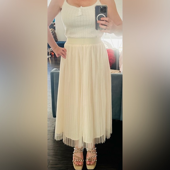 Skirts | So Pretty Skirt With Sheer Overlay And Cream Lining | Poshmark